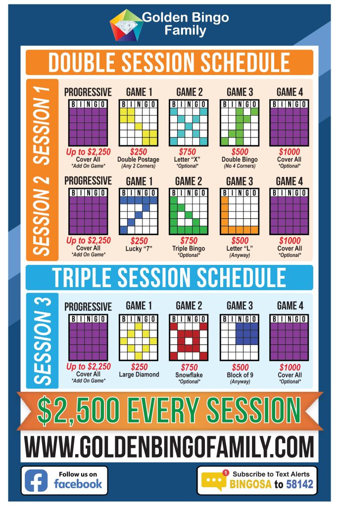 Session Schedule - San Antonio - Golden Bingo Family